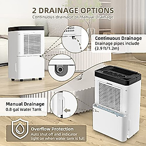 AIRPLUS 4,500 Sq.Ft 70 Pint Dehumidifier for Basements, (4 Smart Modes) Quiet Dehumidifiers for Bedroom & Home with Drain Hose, Auto Shut Off/24 Hr Timer/0.8Gallon Water Tank