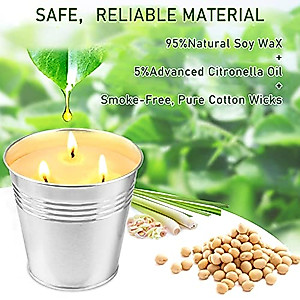 Citronella Candles Outdoor Large - 2 x 15oz 3-Wick Bucket Candle for Home Patio Candle up to 180 Hours, Summer Camping Huge Candle, Natural Soy Wax Lemograss Candle for Outside Garden Backyard Balcony