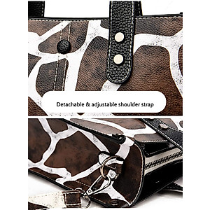 KOON Tote Bag for Women Zebra Print Cows Deer Pattern PU Shoulder Bag Purse Large Satchel Handbag for Work Travel Shopping