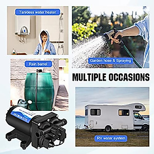 ECO-WORTHY Industrial Water Pressure Diaphragm Pump 110V 5.5GPM 55PSI On Demand RV Fresh Water Pump 110Volt include Garden Hose Adapters for Transfer Booster Water Heater Barrel Sprinkle Irrigation