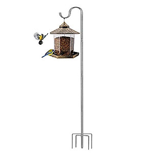 Shepherds Hook for Outdoor, 78 Inch Tall & 5/8 Inch Diameter Stainless Steel Heavy Duty Poles to Hang Outdoor Lights with 5 Prongs Base, Suitable for Bird Feeders or Wedding Decors(1pack)