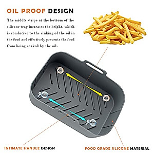 2PCS Air Fryer Silicone Pot - Silicone Air Fryer Reusable Liners for 8QT Ninja Foodi DZ201 DZ401 8QT, Food Safe Air Fryer Silicone Basket, Easy Cleaning Air Fryer Pan with Heat-proof Gloves