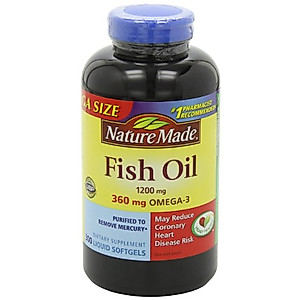 Nature Made 1200mg of Fish Oil, 2400 per Serving, 360mg of Omega-3, 300 Softgels, 300 Count (Pack of 1)