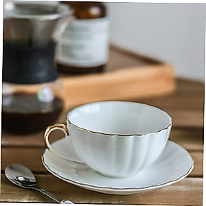 DOITOOL 1 Set Coffee Cup Set Tea Cup with Spoon and Saucer Coffee Cup with Dish Coffee Cups and Saucer Espresso Glasses Espresso Cups and Saucer British White Ceramics Lovers Drinking Cup