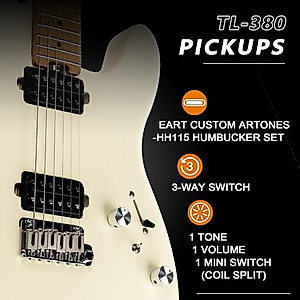EART Guitars TL-380 Modern Humbucker Pickups Double Coil Split Two Point Tremolo Bridge Solid Body Electric Guitars