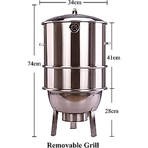 NEWCES Safety Certification Large Barbecues Grills & Smokers Stainless Steel Charcoal Barbecues BBQ Grills Easy to Clean Combination Grill-Smokers for Camping Picnic Travel Garden Terrace Party