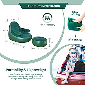 Inflatable Couch,Blow Up Chair,Portable Lounger Chair,Inflatable Chair with Armrest ＆Cup Holder,Inflatable Furniture for Camping,Fishing,Party,Beach,Sunbathing,Hiking