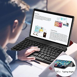 AOYODKG Tablet 2 in 1 with Keyboard, 10.1 inch Android Tablet, 8GB+64GB(1TB Expand), 2.4G+5G WiFi, Octa-Core, IPS HD Display, Dual Camera, Bluetooth, GMS Certified Tablet PC, AYO-M40 (Gray)
