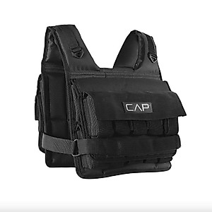 CAP Barbell Unisex-Adult Barbell HHWV-CB020S Short Adjustable Weighted Vest, 20 lb., Short 20-Pound, Black