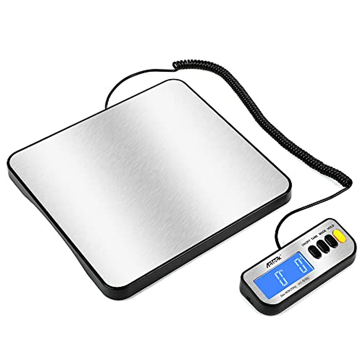 Acteck A-LX460 460lb x 0.1lb Digital Heavy Duty Shipping and Postal Scale with Large Stainless Steel Platform, Batteries and Ac Adapter Included