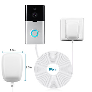 24 Volt Transformer, C Wire Adapter, Competible with All Versions of Ring Doorbell and Thermostat for Ecobee,Sensi and Honeywell (with 196in Cable)