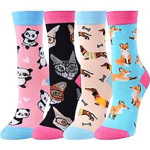sockfun Funny Gifts for Girls Girls Socks Fun Kids Socks for Girls 4-6 Years, Novelty Panda Cat Dog Fox Socks