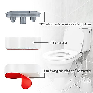 Bidet Toilet Seat Bumpers, Universal Toilet Seat Buffer,Toilet Lid Rubber Bumpers with 2 Heights adjustment,Bidet Bumpers with Strong Self Adhesive(Grey & Clear, 5 for Toilet Lid, 2 for Toilet Tank)