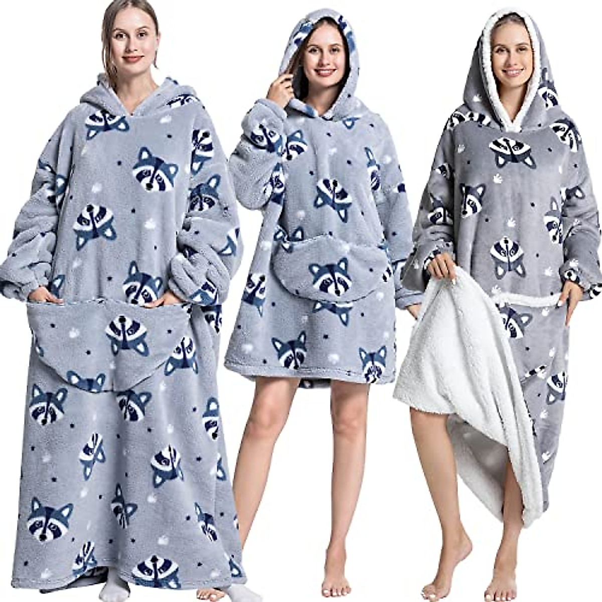 Très Chic Mailanda Wearable Blanket Hoodie for Women Oversized Cozy Blanket Sweatshirt with Sleeves and Giant Pockets for Adult Men