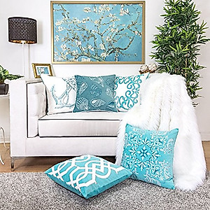 Homey COZY 71156-Seashell Accent Pillow, 1 Count (Pack of 1), Teal
