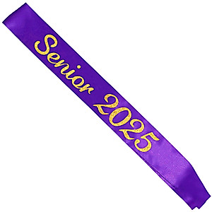 Purple Senior 2025 Satin Sash - 2025 Graduation Sash - Finally Graduated - Senior Cheer Sash - Cheerleader Sash - Competition Sash