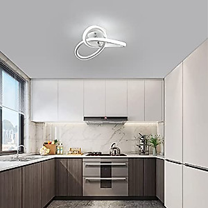 AUA LED Ceiling Light, Modern Semi Flush Mount Ceiling Lights Fixture, 22W Cool White 6500K Hallway Light Fixtures Ceiling Lamps for Kitchen Dining Room Living Room Bedroom Spiral Design