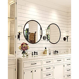 Growsun 28'' Black Round Mirror for Bathroom, Circle Bathroom Mirror for Wall, Entryway Living Room with Metal Frame for Home Decor