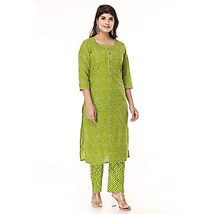 Vihaan Impex Indian Green Kurti Set for Women with matching Pant