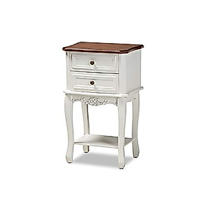 Baxton Studio Darla Classic and Traditional French White and Cherry Brown Finished Wood 2-Drawer Nightstand
