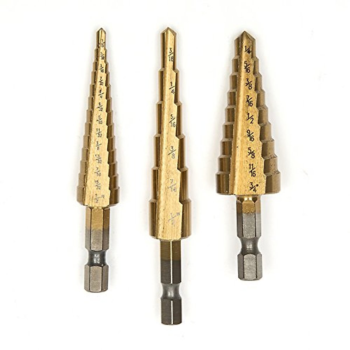 Titanium Step Drill Bit Set Unibit Drill Bits Unibits Set Uni Bit Step Bit Sets Stepped Drill Bits For Sheet Metal Hole Cutter Plastic Plexiglass Acrylic Impact Driver Unabit Up Stepper Cone Hex Shank