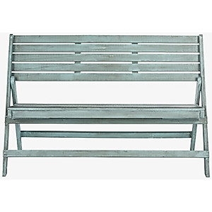 Safavieh Outdoor Collection Luca Ash Grey Folding Bench