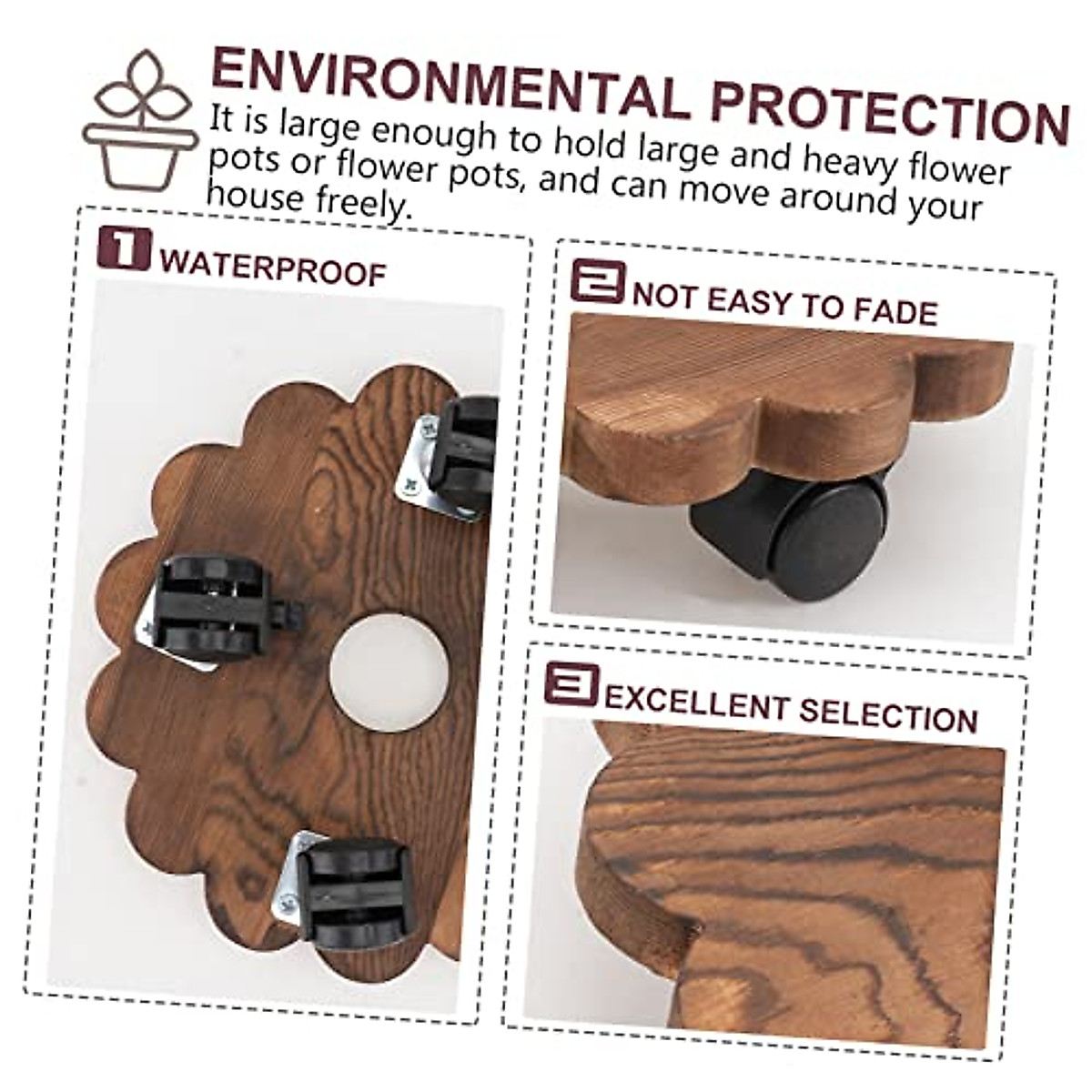 YARNOW 2 Pcs Solid Wood Planter Tray Wood Serving Tray Outdoor Plant Pots Flower Pot Holders for Outside Plant Caddy on Wheel Flowerpot Flower Pots Base Tray Bonsai Holder Planter Pallet