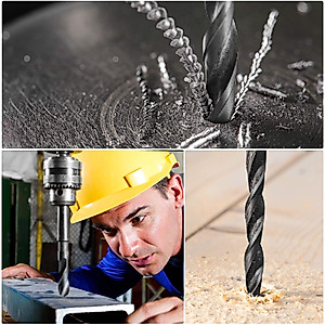 uxcell 1/2" Reduced Shank Drill Bits 15mm Black Nitride Coated High Speed Steel HSS 6542, Twist Drill Bit for Stainless Steel Alloy Metal Plastic