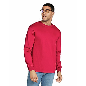 Gildan Men's Ultra Cotton Long Sleeve T-Shirt, Style G2400, Multipack, Red (2-Pack), Medium
