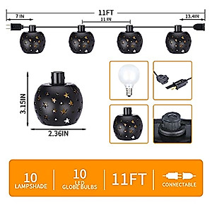 Vigdur Lantern String Lights with 10 Clear G40 Bulbs and Star Plastic Lamp Shades, Indoor Outdoor String Lights for Patio Yard Christmas Decor