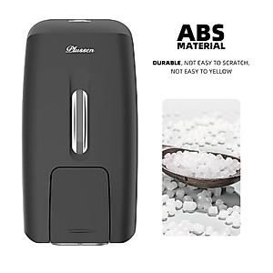 PLUSSEN Soap Dispenser Wall Mount Adhesive Commercial Soap Dispenser 800ml No Drill Hand Sanitizer Dispenser for Bathroom Support Liquid and Gel,Black-PN9088