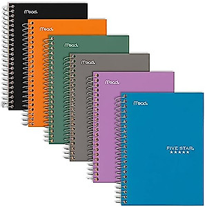 Five Star Personal Spiral Notebook, 1 Subject, College Ruled Paper, 7" x 4-3/8", Small Size, 100 Sheets, Color Will Vary (45484)