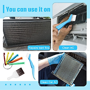 CHENGU 3 Pieces FCR6 Fin Comb Air Conditioner Fin Cleaner Set with 2 Different Brush Condenser Applicable to More Occasions Evaporator Radiator Clean Repair Tool Set