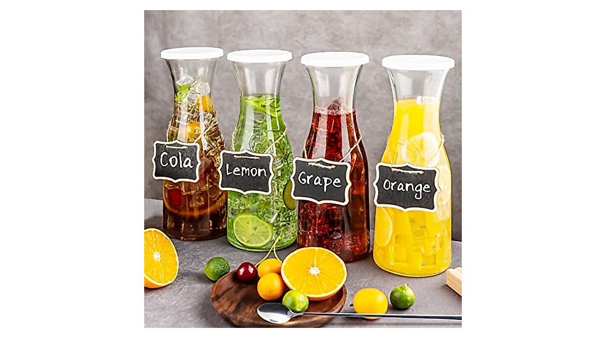 Goldarea 35 Oz Glass Carafe Set – 4 Pack with Lids