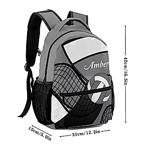 Personalized Sports Volleyball Grey with Name Text Custom Backpack for Sport Camping Picnic