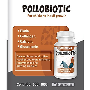 VITOFARMA POLLOBIOTIC - Essential Vitamin Supplement for Optimal Health and Performance in Chickens and Roosters - 100 Tablets