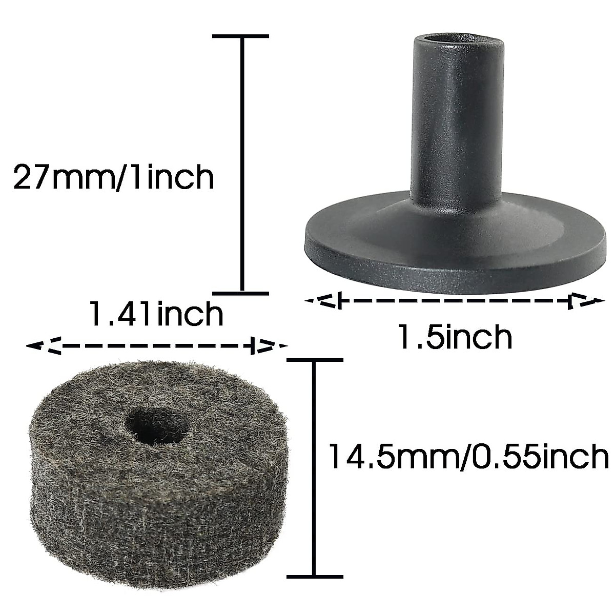 MEETOOT 10 Sets Cymbal Stand Felt Washer Gray Drum Cymbal Stand Sleeves Drumset Kit Accessories