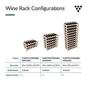 Wine Racks America Pine 72 Bottle Stackable. Unstained