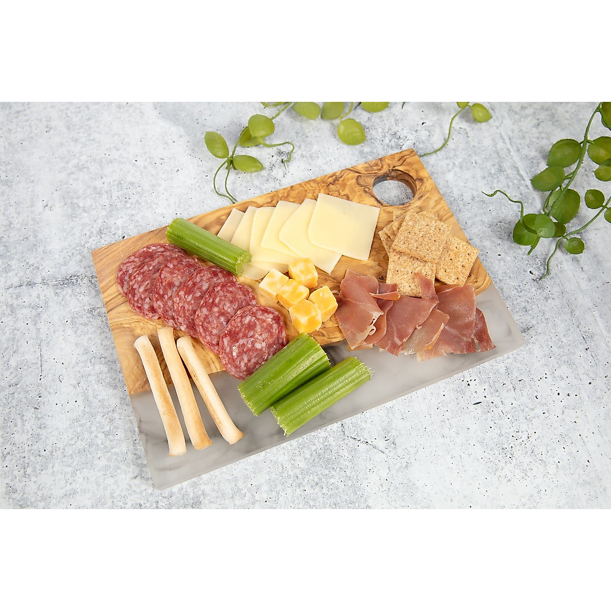 Urthwood Studios Handmade Olive Wood Charcuterie Board with Epoxy Resin, Cheese Boards & Party Serving Tray, Wooden Epoxy Serving Board, Meat Fruit Cheese Chopping and Cutting Board, Unique Gift