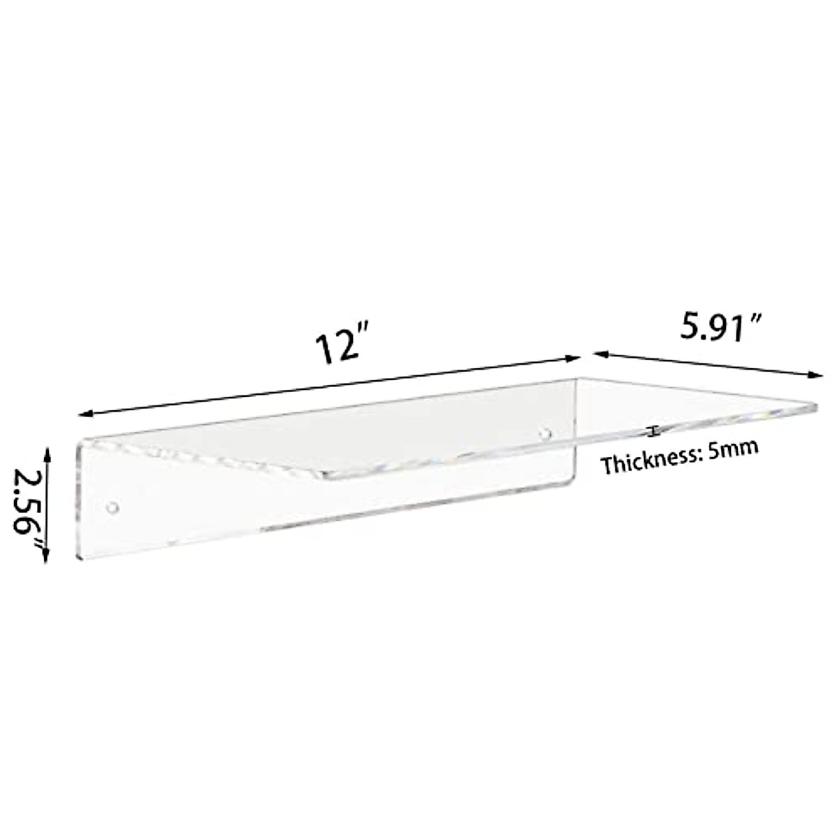 Weiai Acrylic Shelves, Clear Floating Shelf Wall Mounted for Bedroom, Living Room, Bathroom