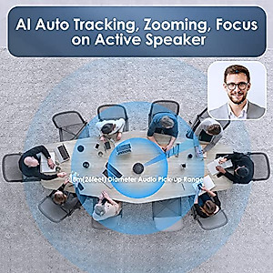 KanDao Meeting 360 Video Conference Room Camera, 8K Captured 1080P HD 360° Meeting Room Camera, 8*Mics & 20W Speaker Automatic Speaker Focus & Smart Zooming All-in-one Plug & Play Conference Webcam