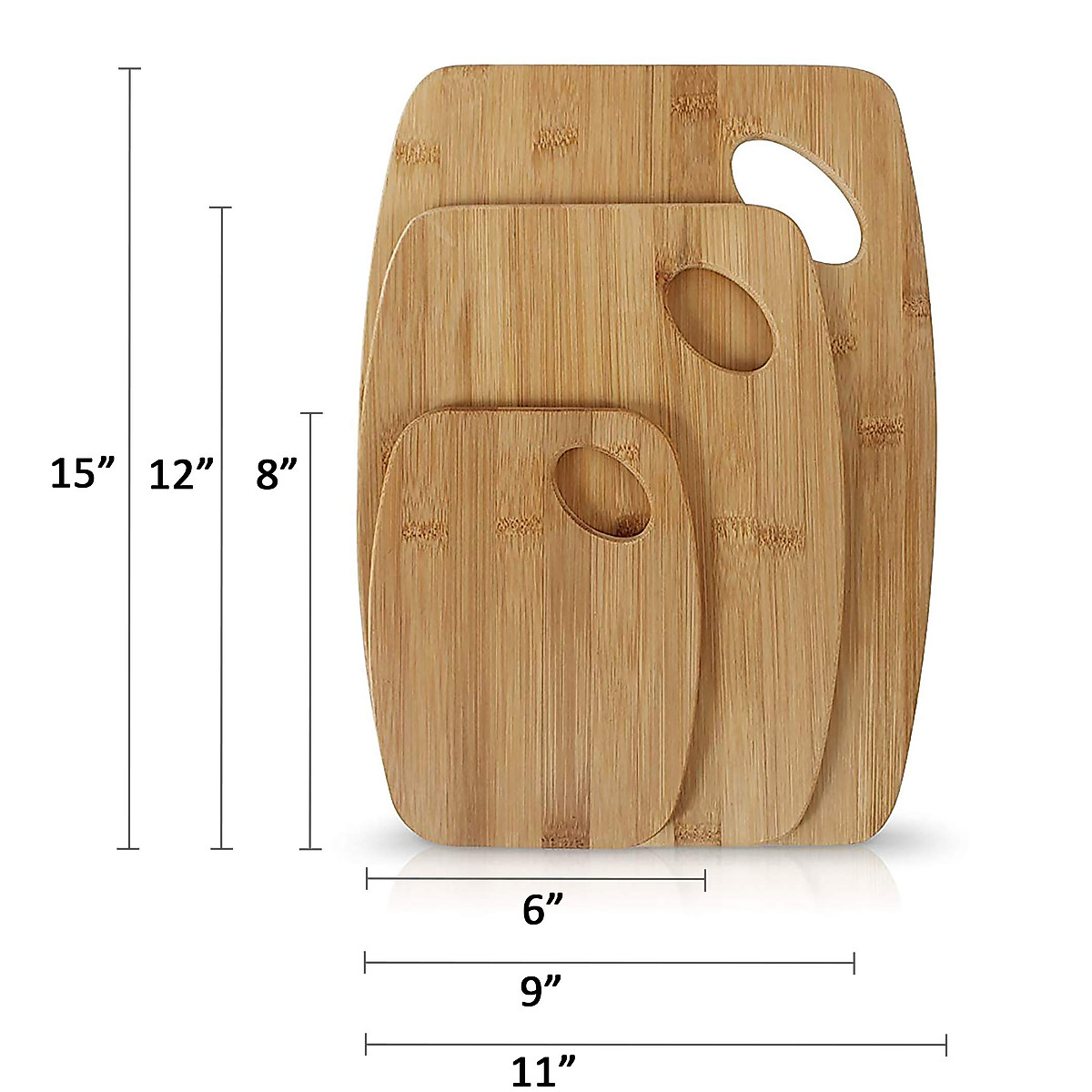 (Set of 12) 12"x9" Round Edge Bulk Plain Bamboo Cutting Board | For Customized Engraving Gifts | Wholesale Premium Bamboo Board (With Handle)