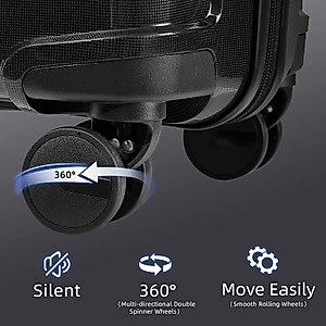 Joyway Luggage set 24 In Checked Suitcase with Spinner Wheels Hardside Luggage 8PCS Set Lightweight PP Durable Luggage with TSA Lock(Ice Blue,24 Inch)