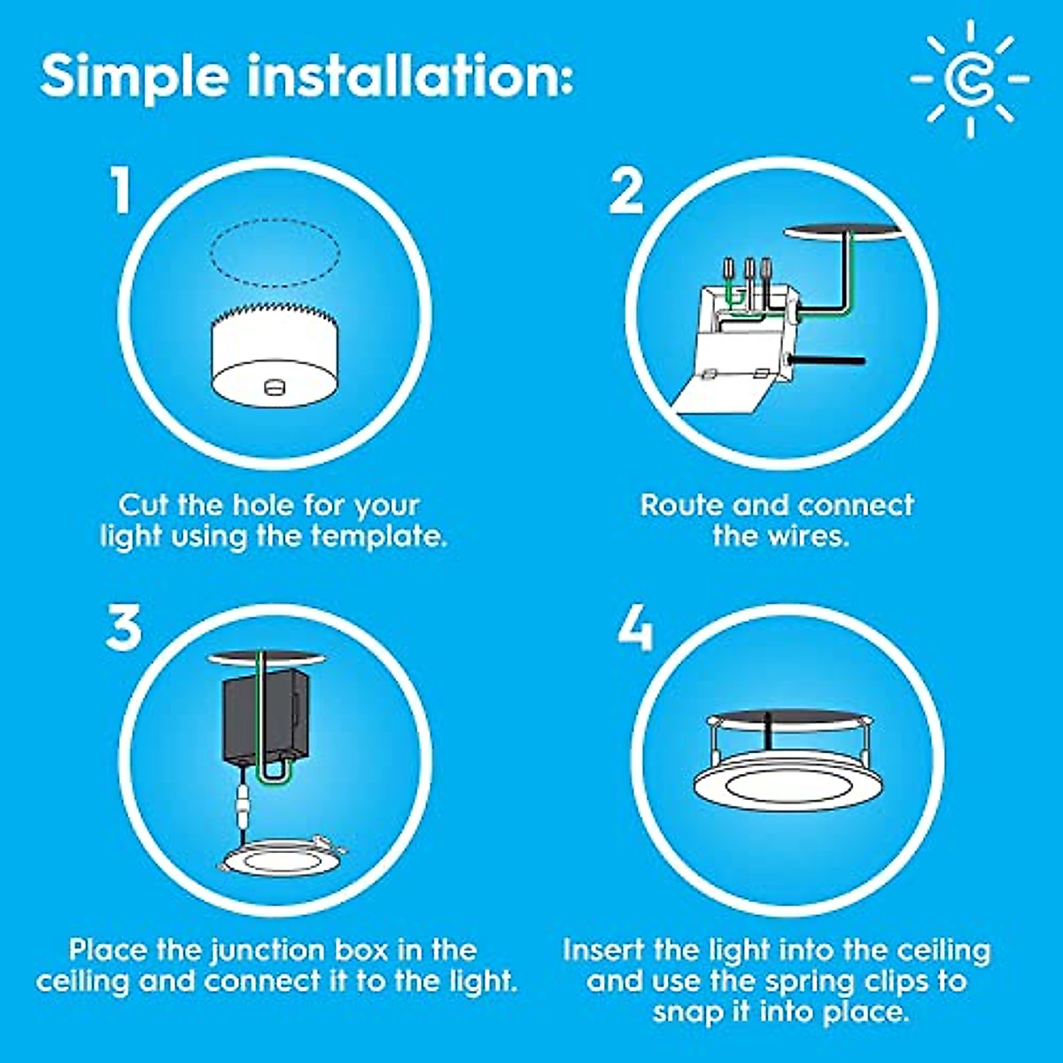 GE CYNC Smart LED Wafer Downlights, Color Changing and White Tones Wafer Lights, No Recessed Housing Required, 4 Inches (3 Pack)