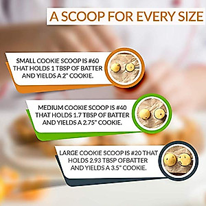 Spring Chef - Cookie Scoop with Trigger Release, Multifunctional Scoop for Melon, Protein Balls, and Meatballs, Stainless Steel Medium Cookie Scoop for 1.7 Tablespoon Cookie Dough, Size #40, Black