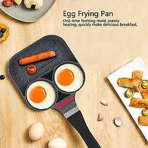 Tomotato Nonstick Egg Frying Pan, 3 in 1 Egg Pan Divided Grill Skillet Pan with Heat Resistant Handle Breakfast Omelet Pancake Pan for Gas Stove