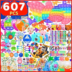 Erotodo 607 Pcs Party Favors for Kids, Fidget Toys Pack, Party Toys Assortment, Treasure Box Prizes, Goodie Bag Stuffers for Kids, Carnival Prizes, Autism Sensory Toys, Stocking Stuffers