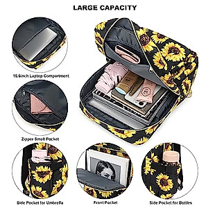 Kouxunt Sunflower Laptop Backpack for Women Girls, 15.6 inch College School Backpacks Travel Casual Daypack