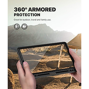 MoKo Case for Samsung Galaxy Tab S6 Lite 10.4 Inch 2024/2022/2020 (SM-P620/P625/P613/P619/P610/P615),Shockproof Full Body Rugged Hybrid Cover with Screen Protector & Pencil Holder - Black