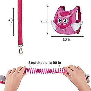 Toddler Kids Leash Owl Harness Wrist Toddlers Child Safety Walking Wrist Leashes for Kid Girls Boys (Owl, Rose)